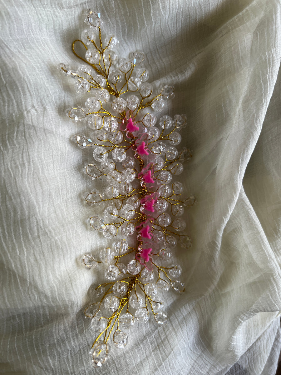 White crystal pink butterfly – House of Jhumkas