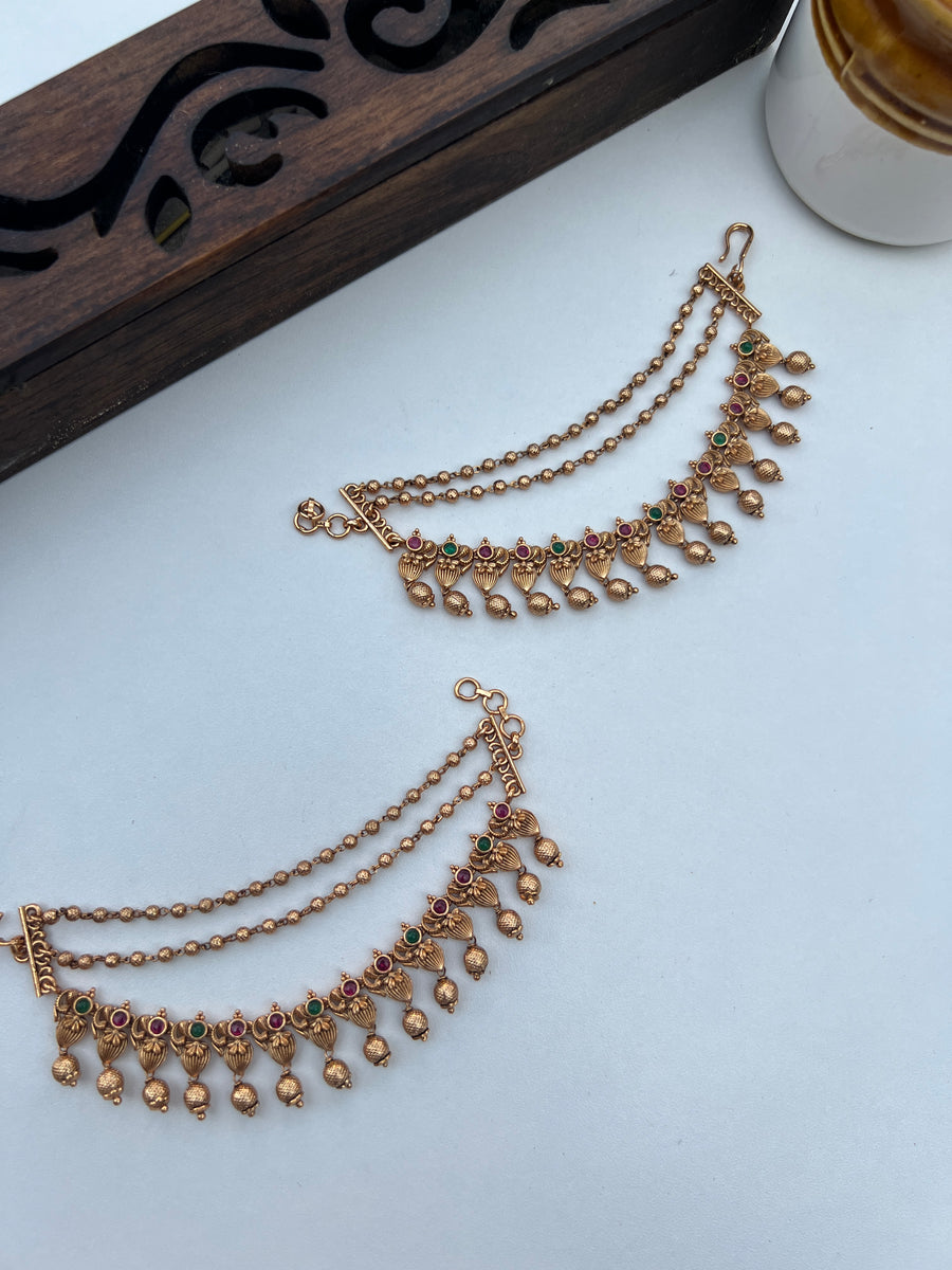 Kemp matte bridal earring chain – House of Jhumkas
