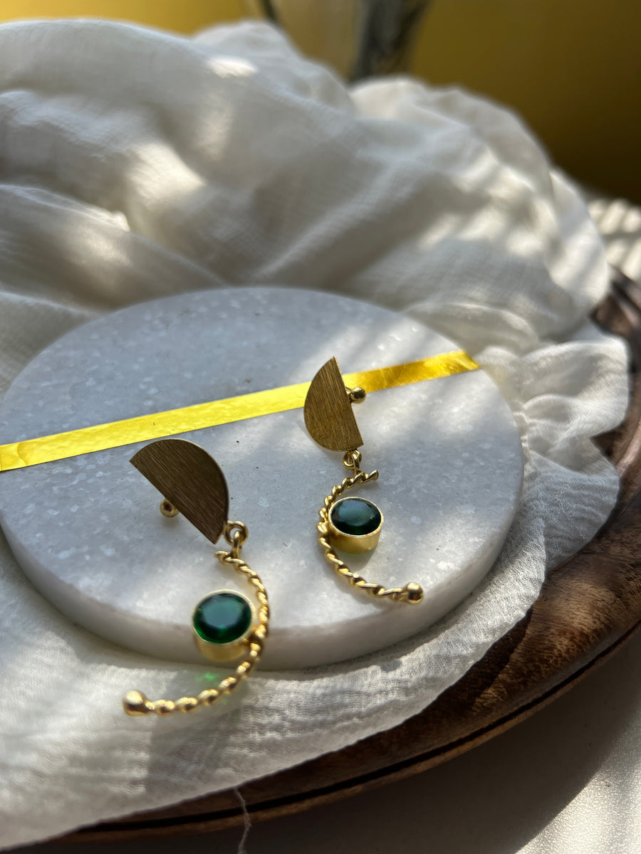 Half moon green drops – House of Jhumkas