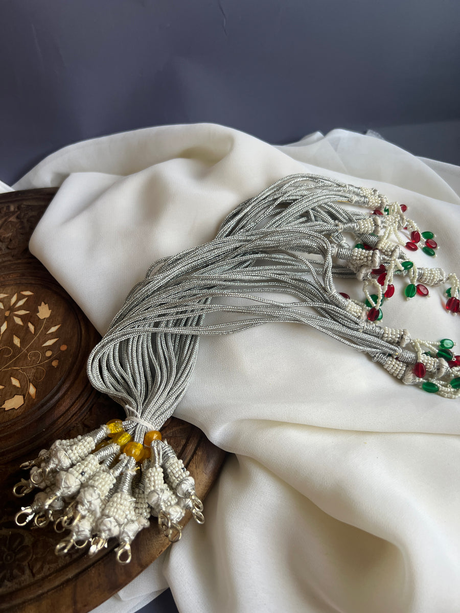 Silver beaded dori – House of Jhumkas
