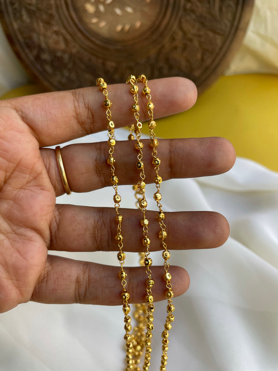 3 layer gold bead maala – House of Jhumkas