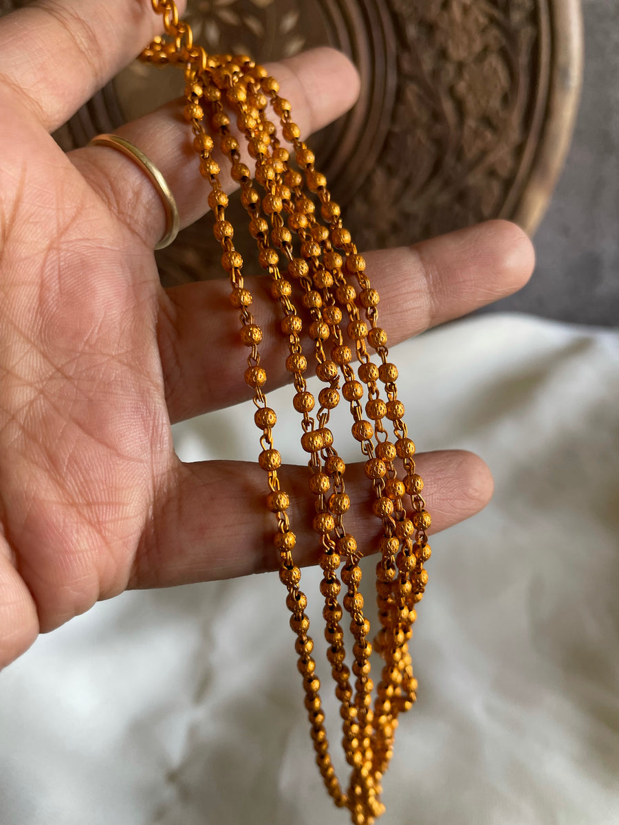 Bright matte 3 layer golden maala – House of Jhumkas