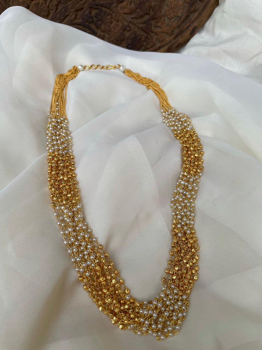 15 layer Pearl gold maala – House of Jhumkas